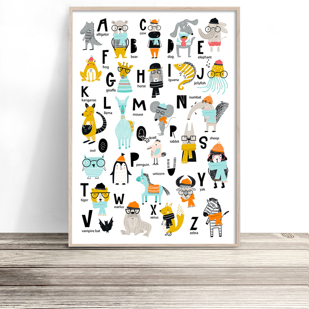 Shop Kids Animal Alphabet Poster | ABC Print | Playroom Wall Art ...