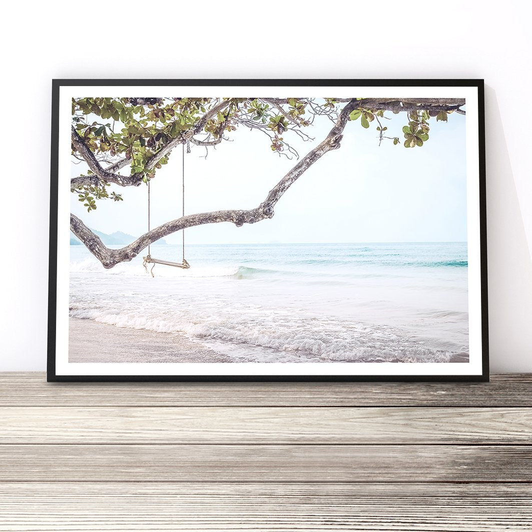 Tropical Beach Print | Coastal Wall Art | Beach Swing Print – Little ...