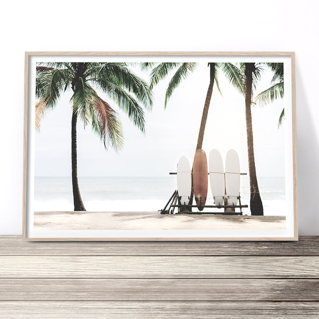 Buy Tropical Beach Surf Print | Coastal Surfboard Wall Art – Little Ink ...